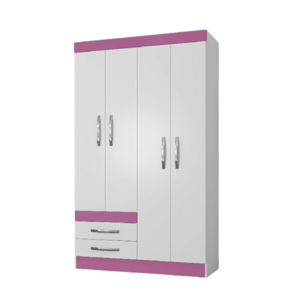 Ropero Poliman Recife 4 puertas – Blanco-Rosa – Electrojet
